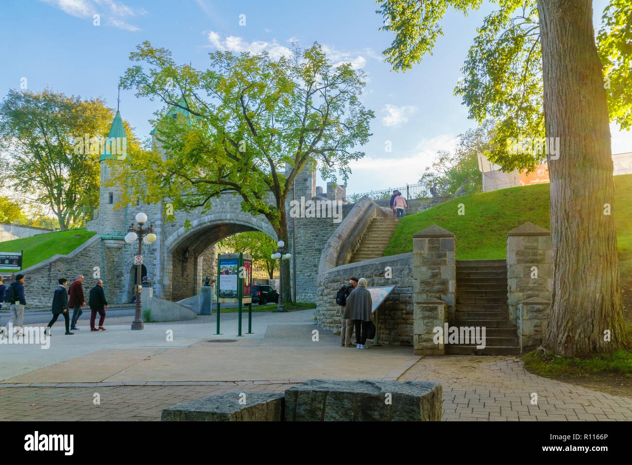 Quebec City, Canada - September 27, 2018: Scene of the Porte Saint ...