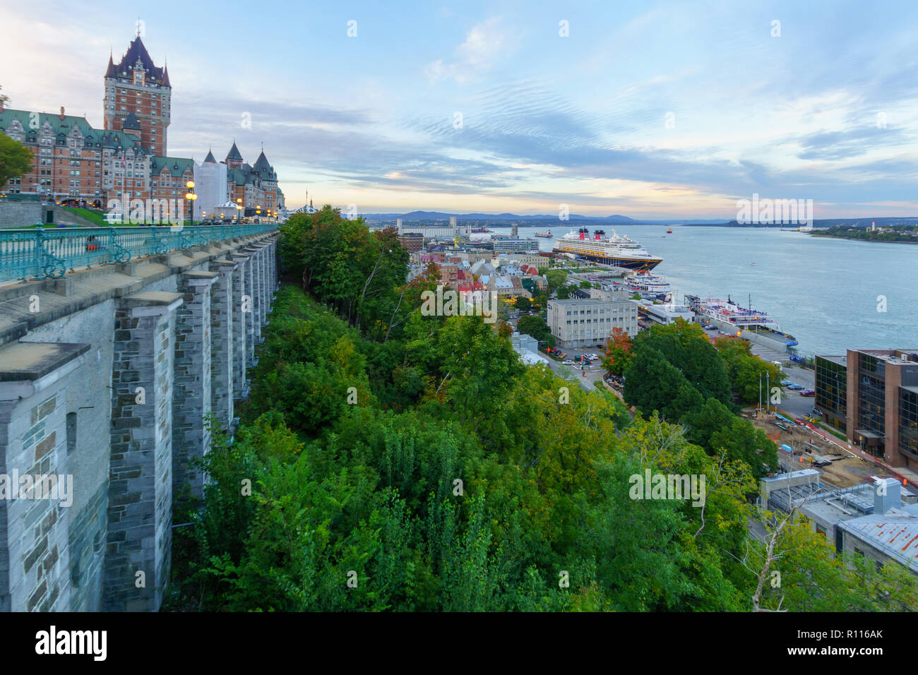 Quebec City, Canada - September 27, 2018: Sunset view of the Chateau ...