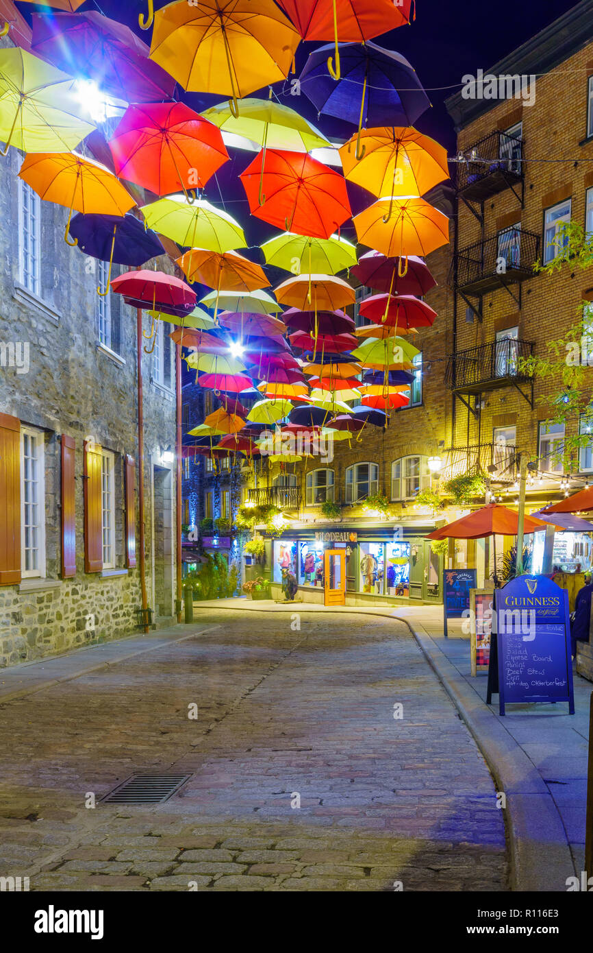 Quebec City, Canada - September 27, 2018: Night view of the Umbrella ...