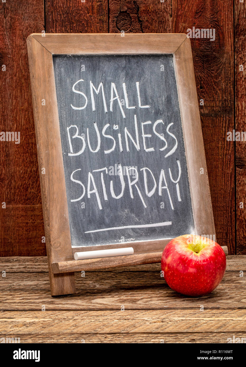 Small Business Saturday sign - white chalk handwriting on a blackboard ...