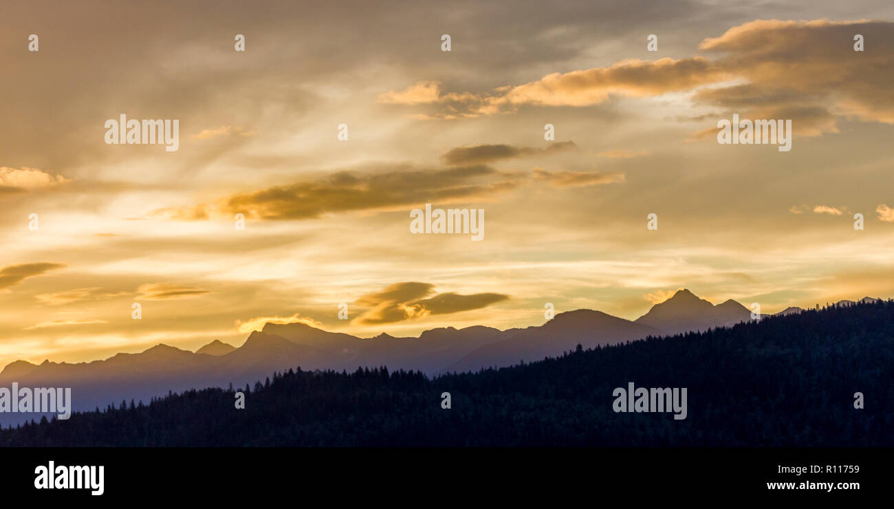 Early morning scenes with dramatic skies just after dawn, travelling up ...