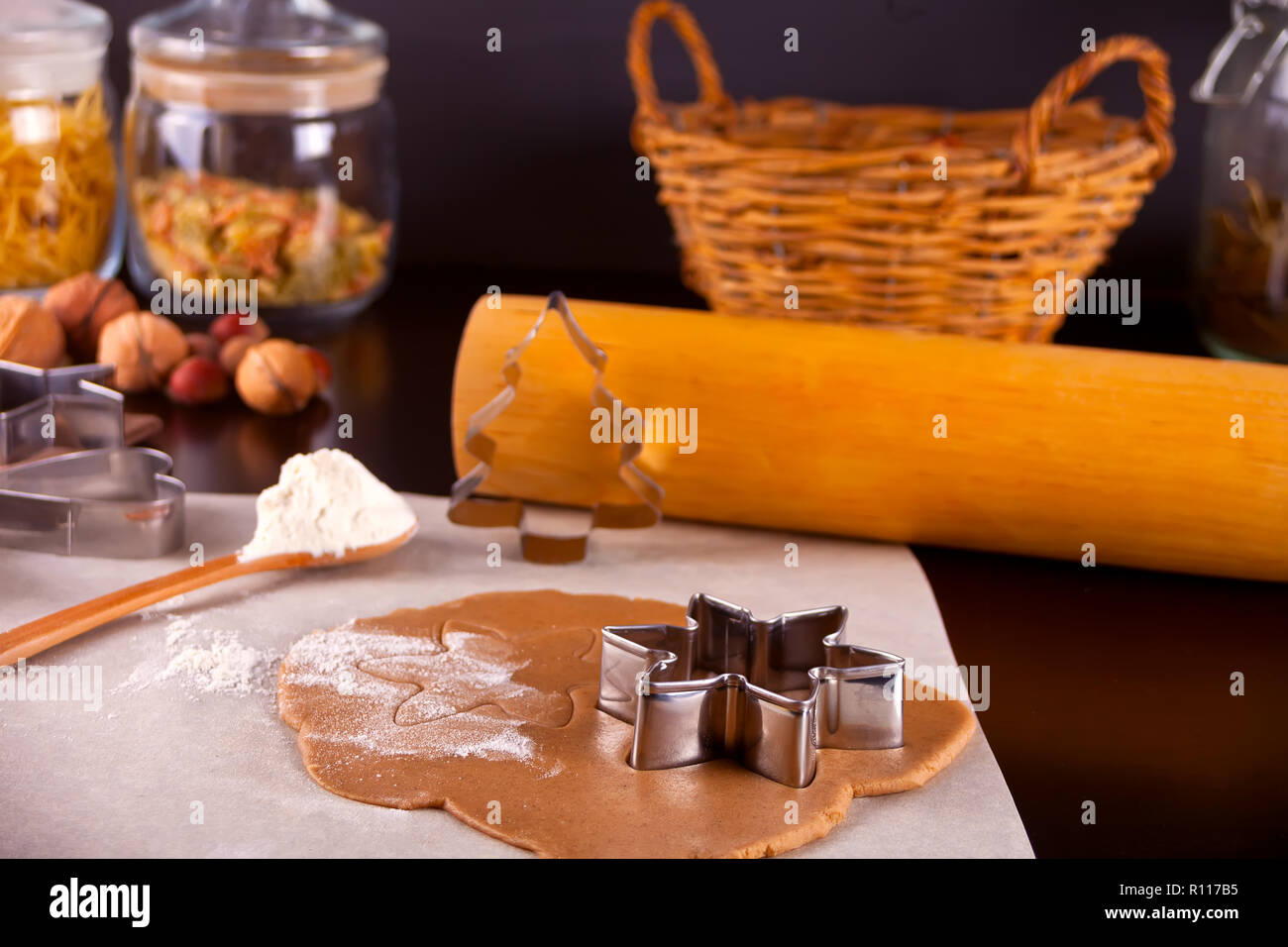 The process of baking Christmas cookies at home Stock Photo - Alamy