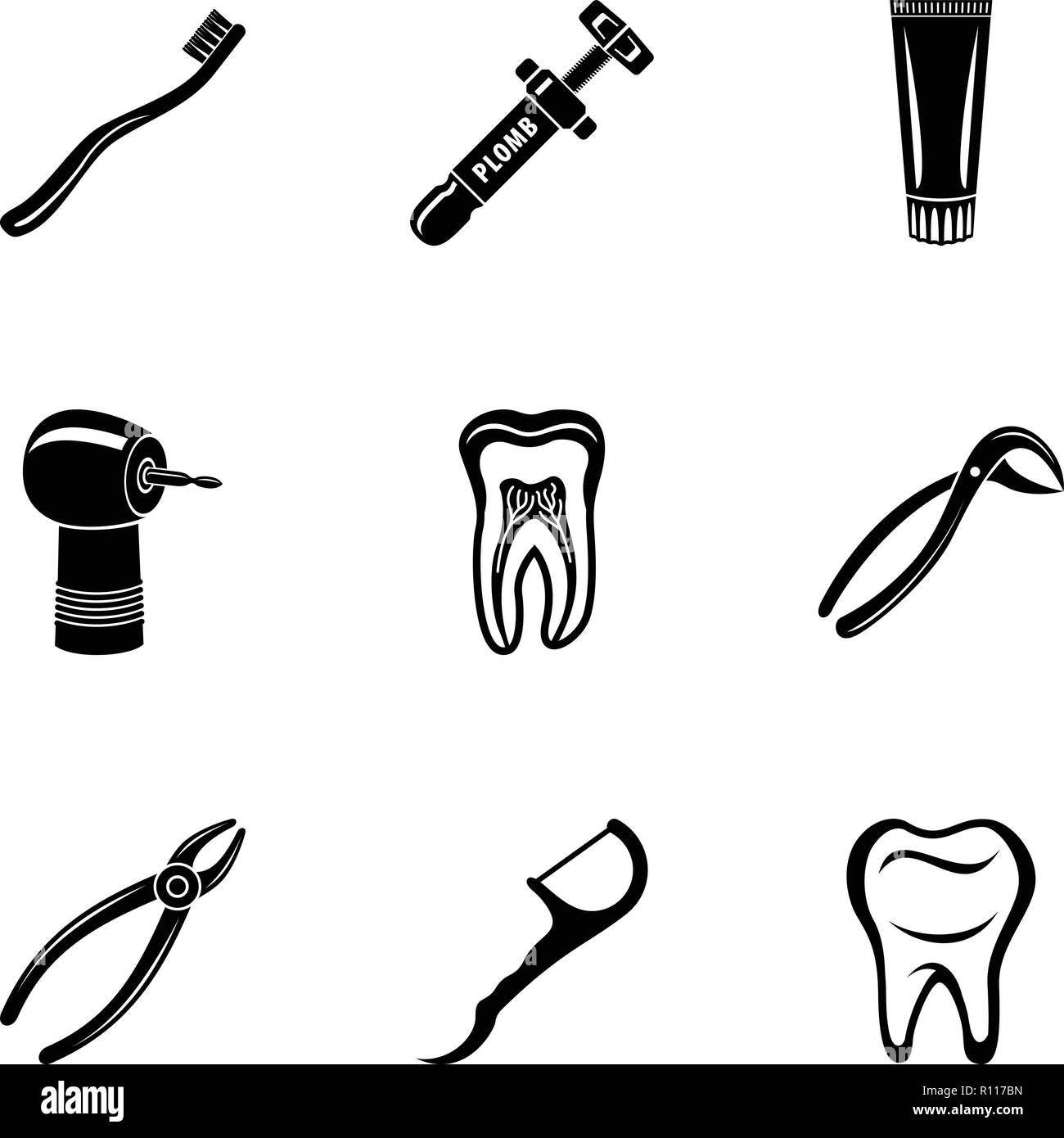 Tooth cleaning icons set, simple style Stock Vector Image & Art - Alamy