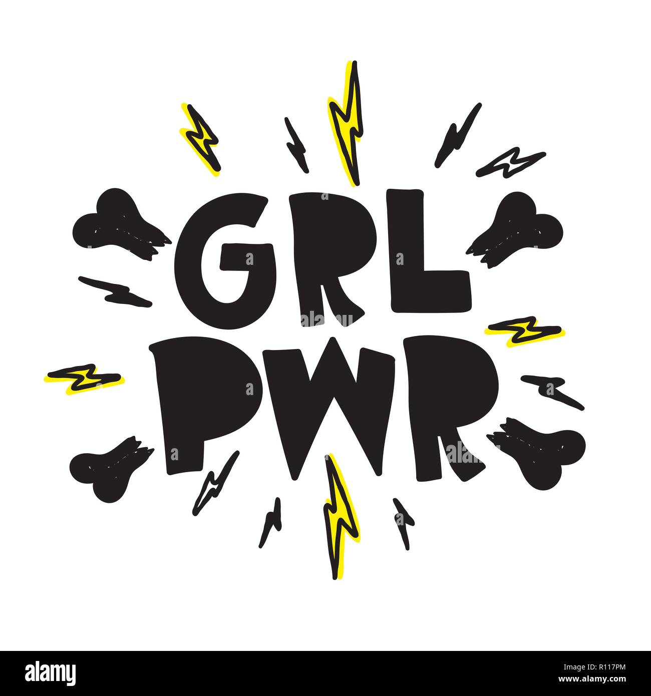 GRL PWR short quote. Girl Power cute hand drawing illustration Stock ...