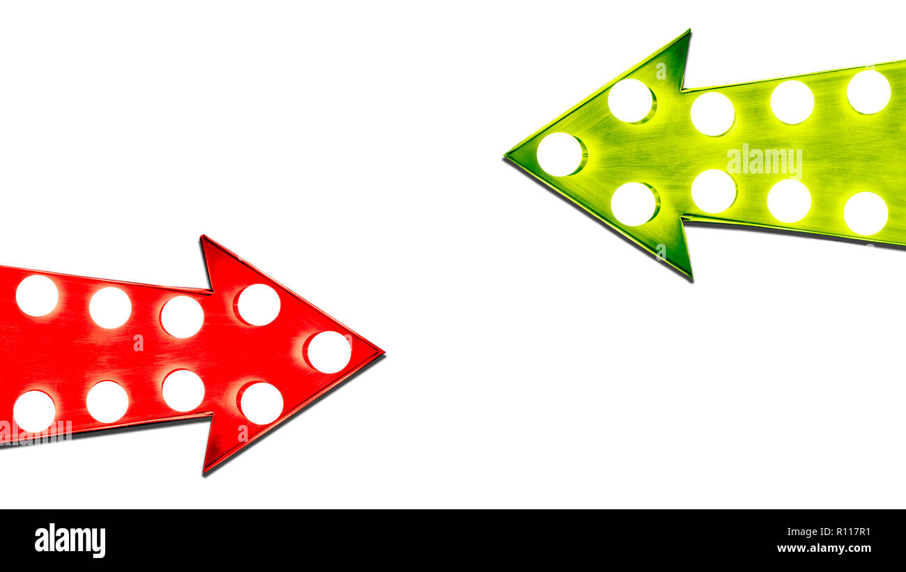 Pros and cons red and green leaf right vintage retro arrows illuminated ...