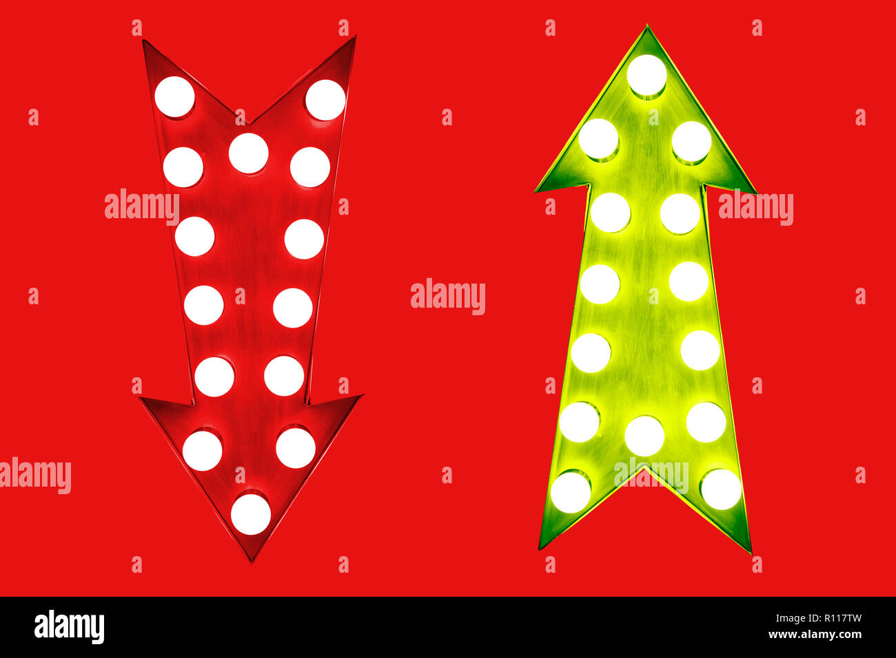 Neon arrow down hi-res stock photography and images - Alamy