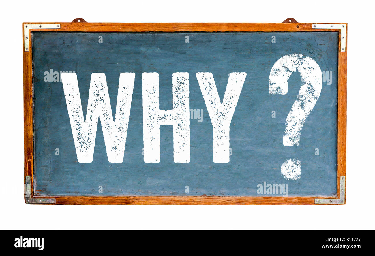 Why question mark text on a blue old grungy vintage wide wooden ...