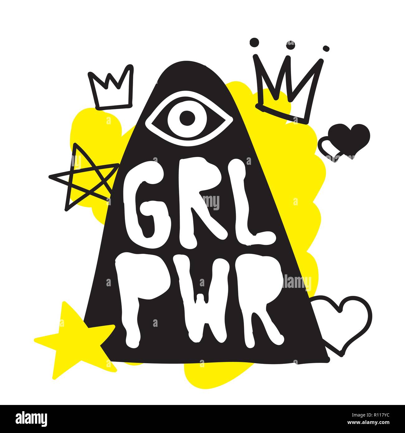 GRL PWR short quote. Girl Power cute hand drawing illustration Stock ...