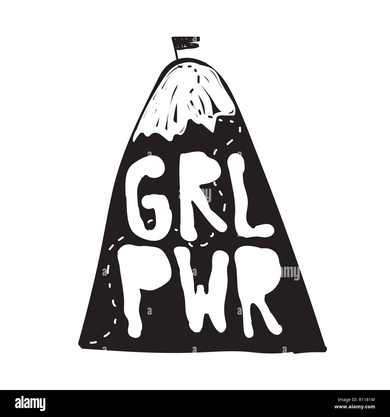 GRL PWR short quote. Girl Power cute hand drawing illustration Stock ...