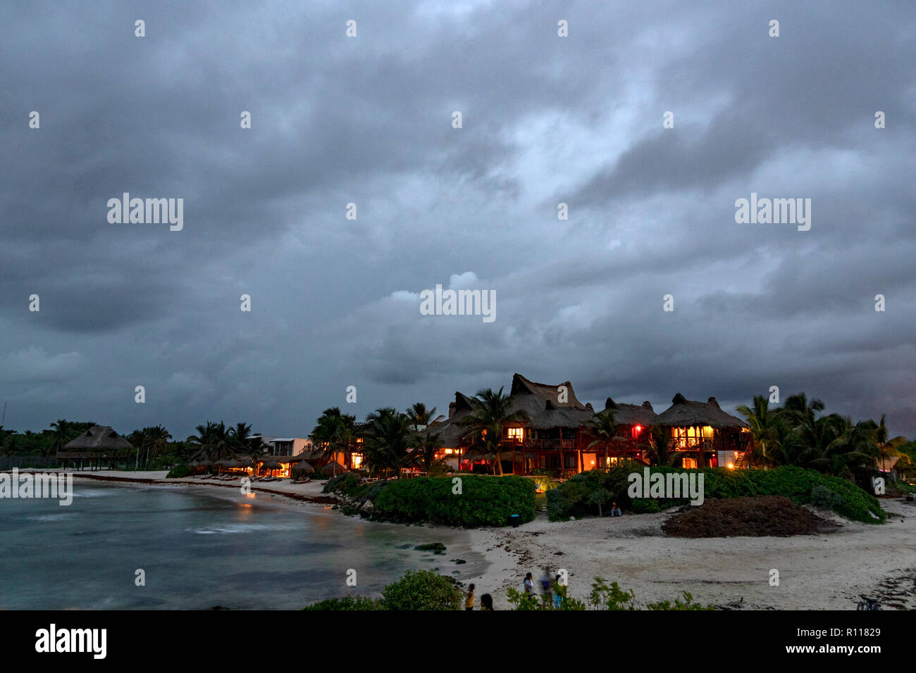 sunset in tulum mexico beach Stock Photo - Alamy
