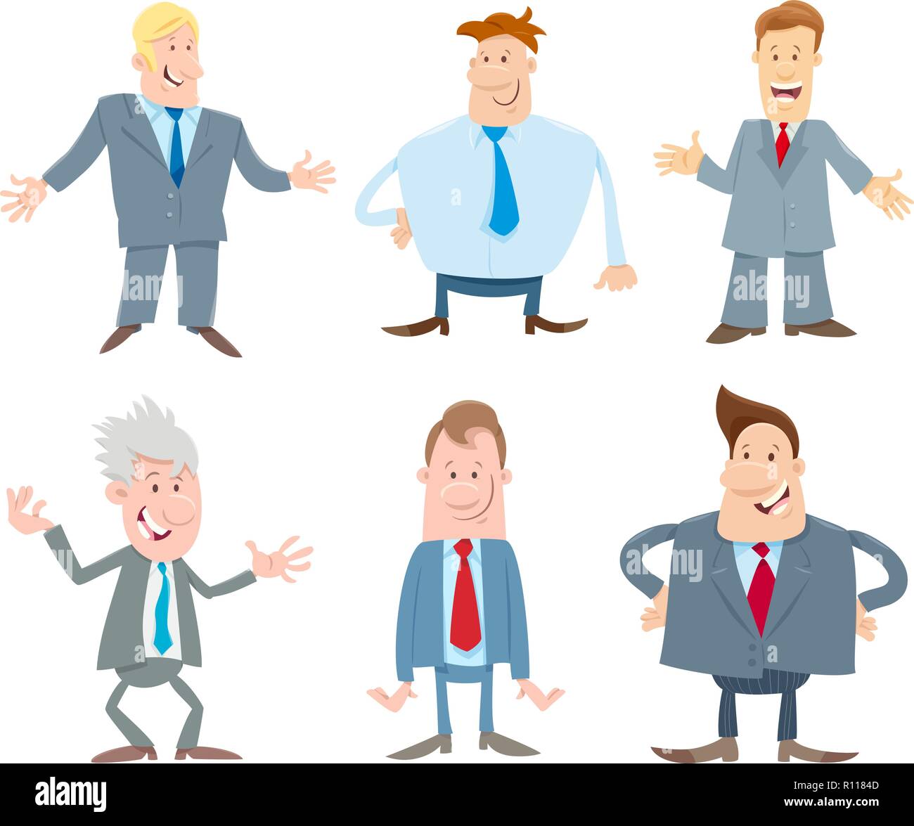 Cartoon Illustration of Businessmen or Office Manager Characters in ...