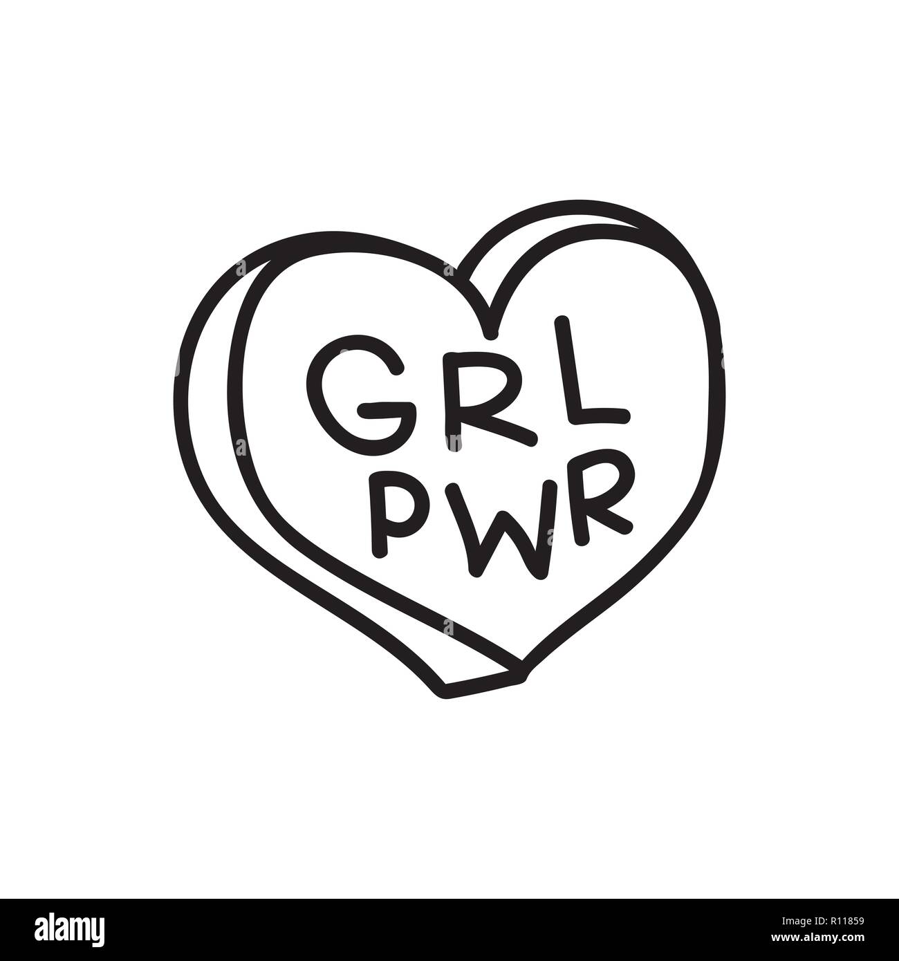 GRL PWR short quote. Girl Power cute hand drawing illustration Stock ...