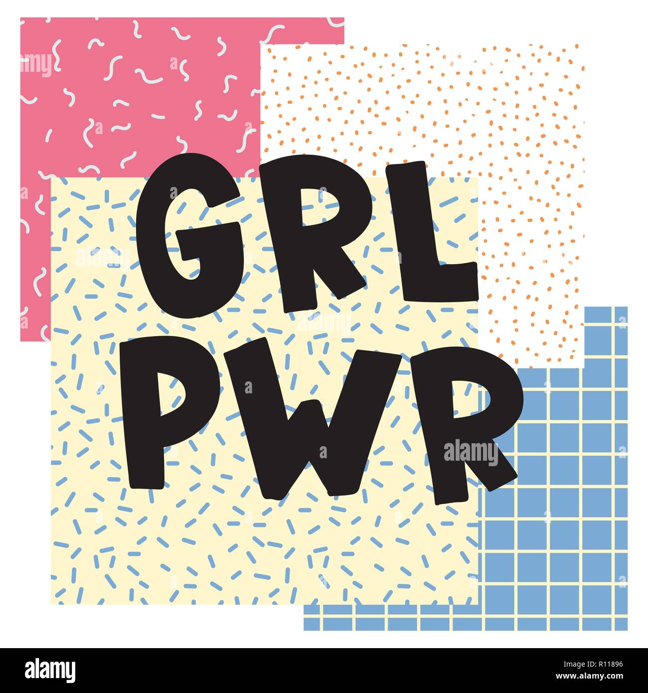 GRL PWR short quote. Girl Power cute hand drawing illustration Stock ...