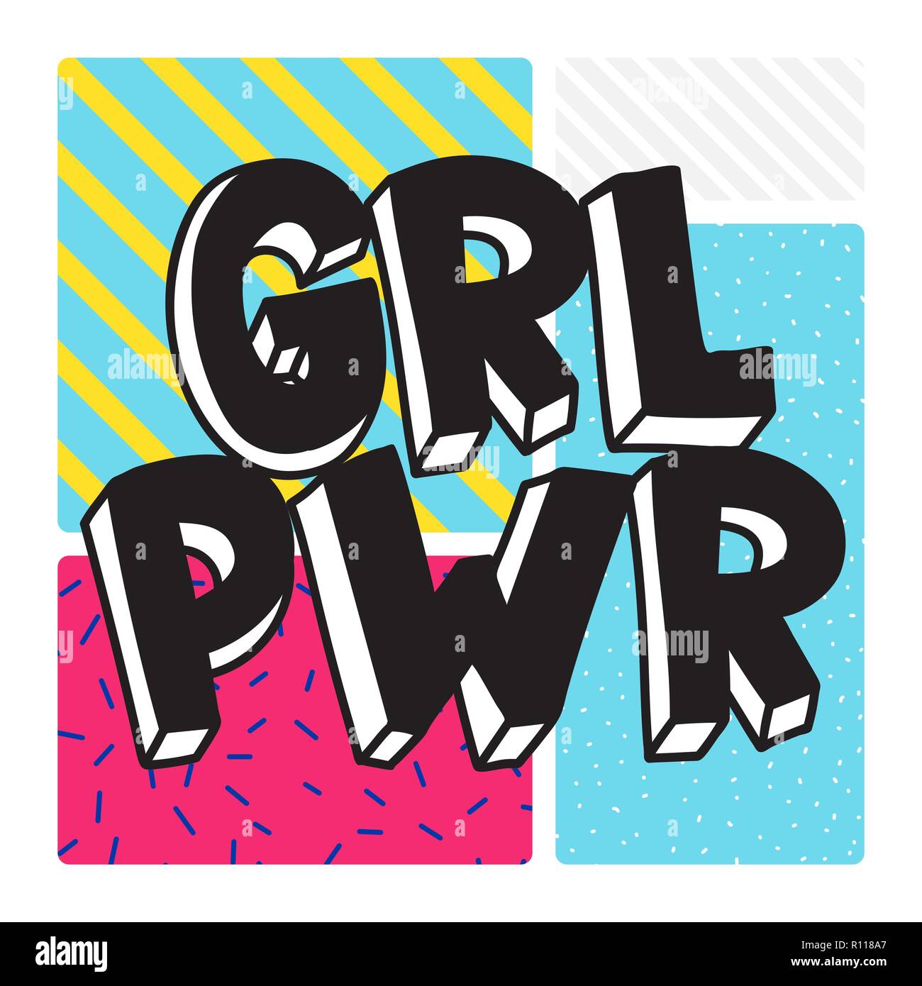 GRL PWR short quote. Girl Power cute hand drawing illustration Stock ...
