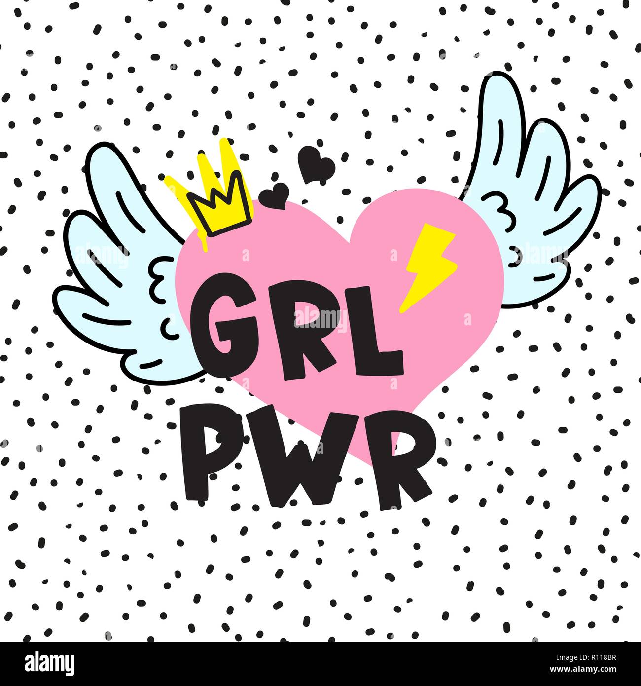GRL PWR short quote. Girl Power cute hand drawing illustration Stock ...