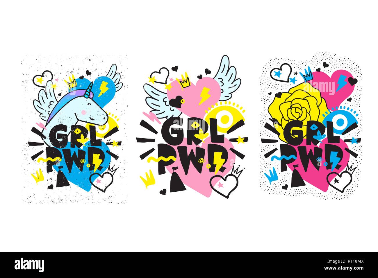 Typography colorful slogan Girl Power text, decoration Stock Vector ...