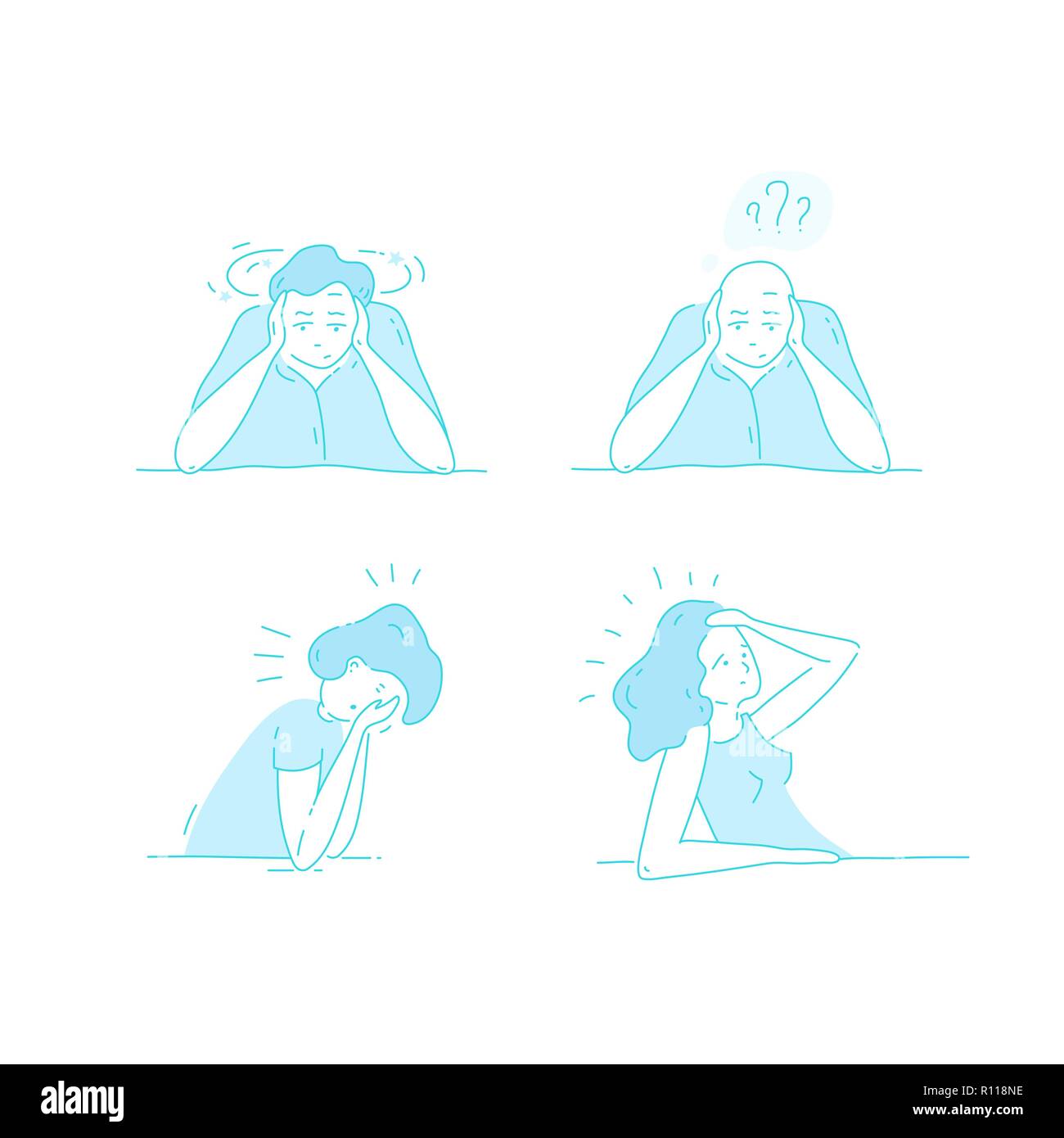Sick stressed dizzy person Vector hand drawn illustration Stock Vector ...