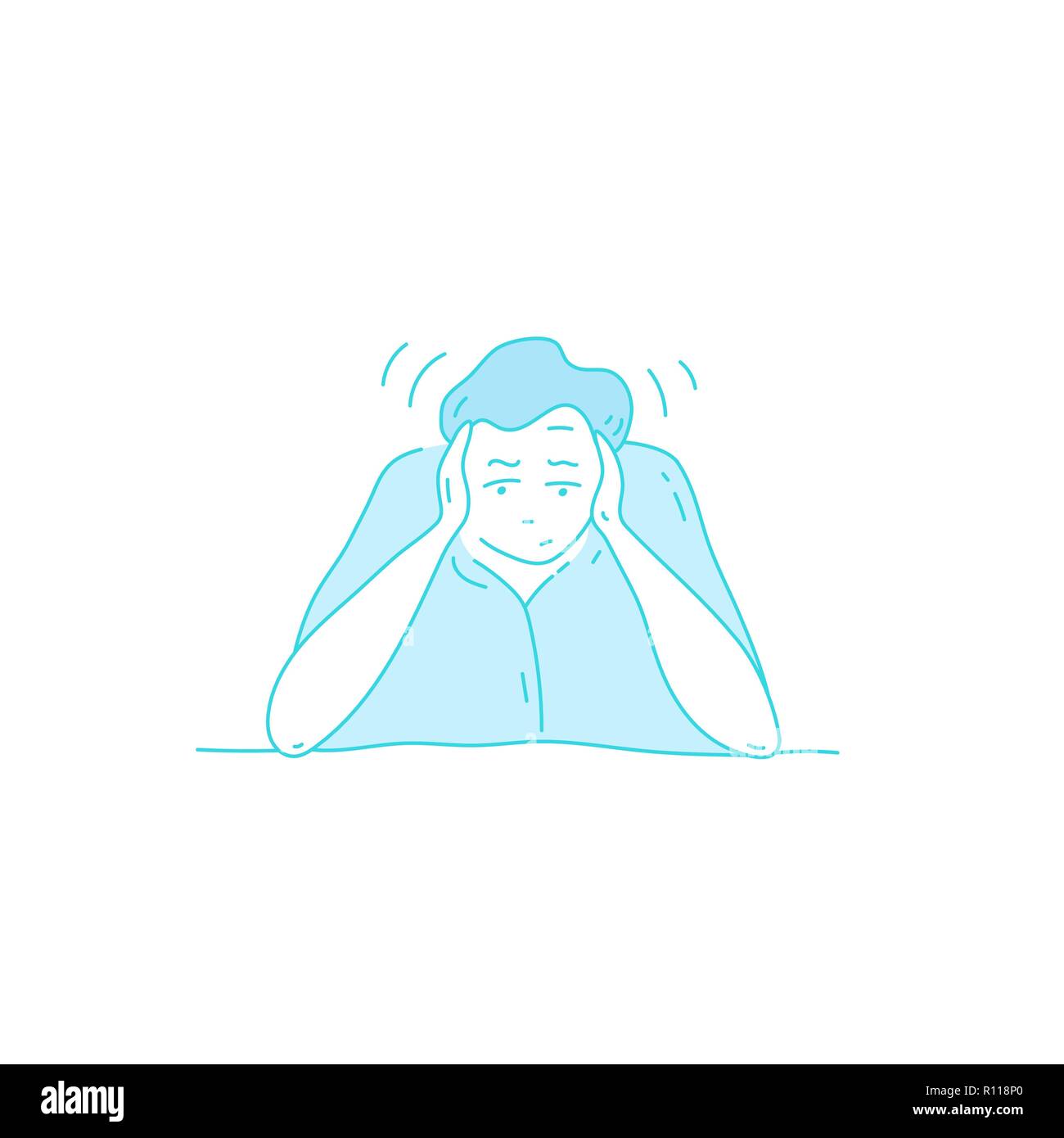 Sick stressed dizzy person Vector hand drawn illustration Stock Vector ...