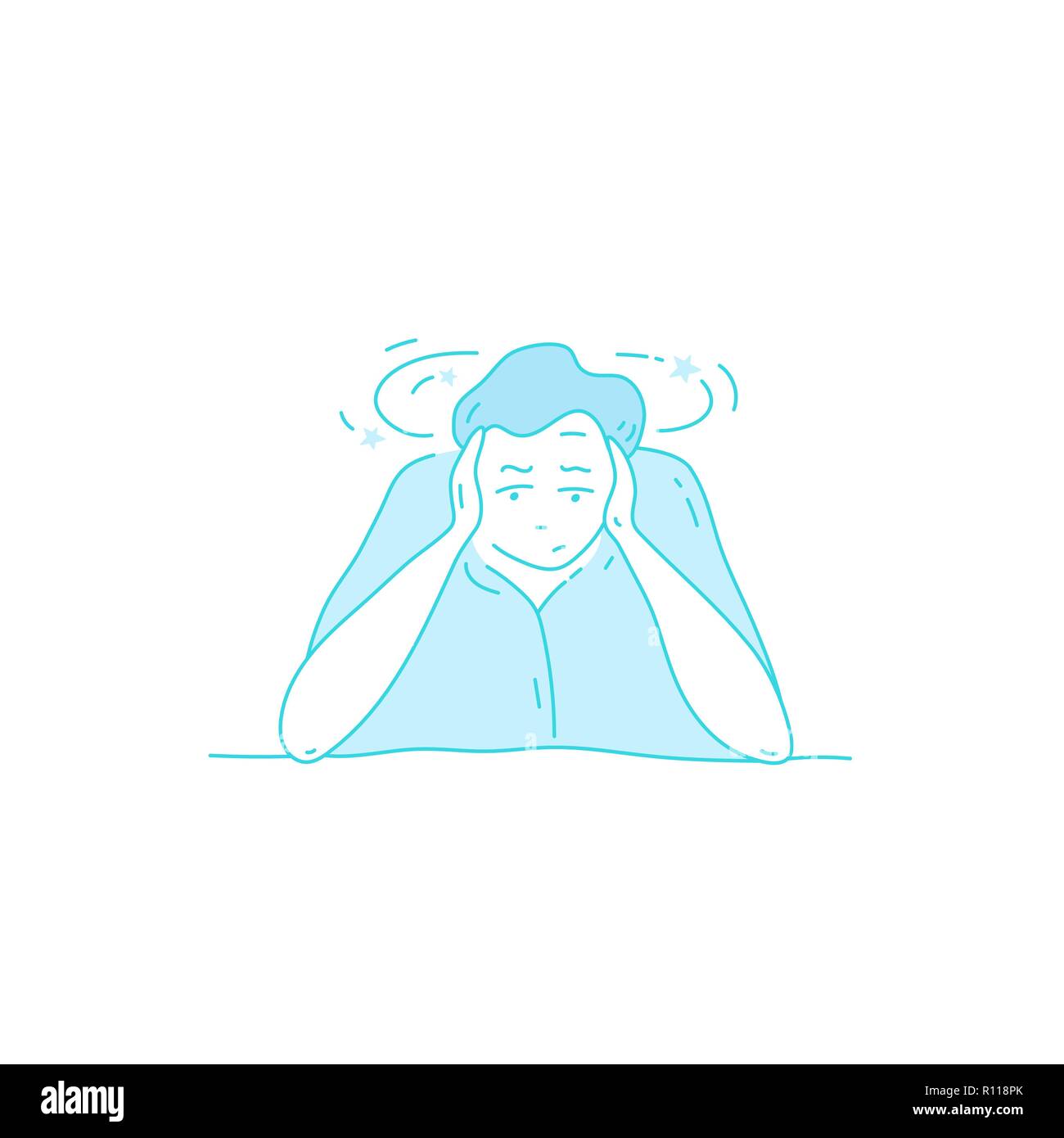 Sick stressed dizzy person Vector hand drawn illustration Stock Vector ...
