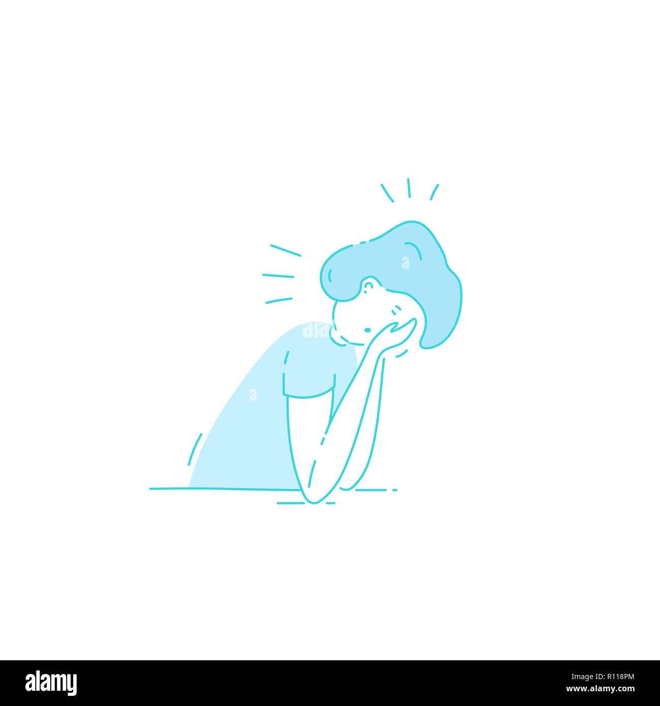 Sick stressed dizzy person Vector hand drawn illustration Stock Vector ...