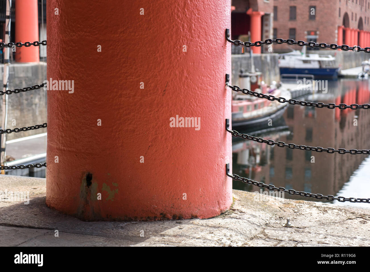 The cast iron columns that support the historic buildings the surround ...