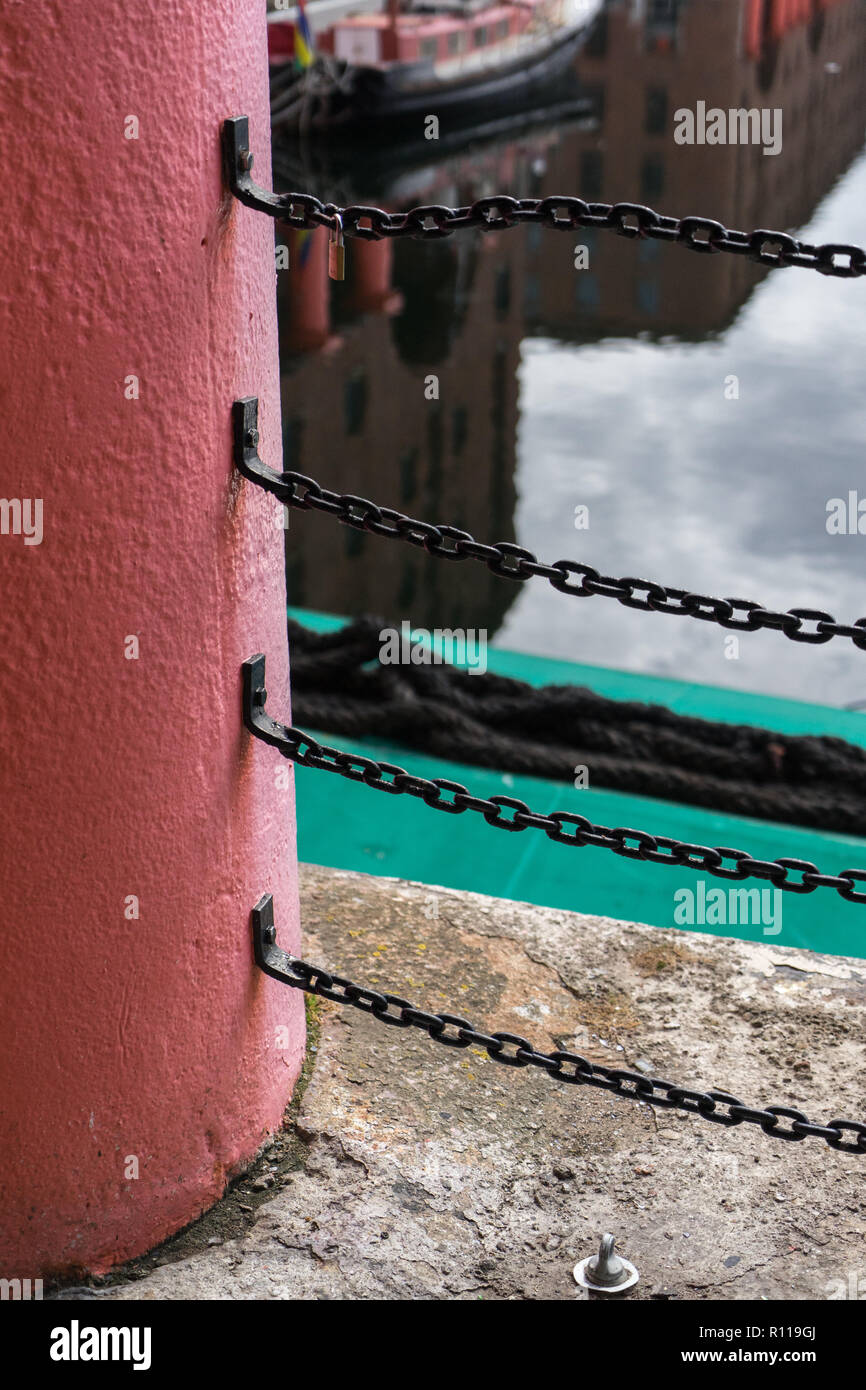 The cast iron columns that support the historic buildings the surround ...