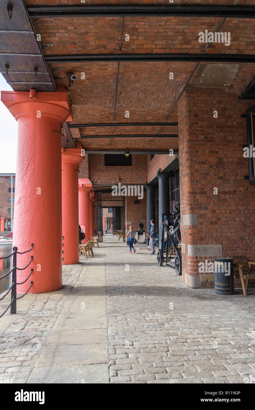 The cast iron columns that support the historic buildings the surround ...