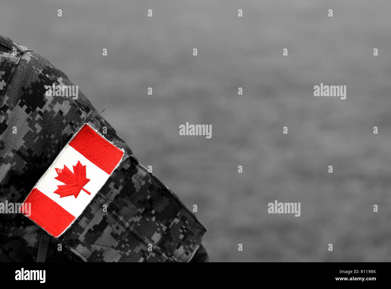 Canadian troops. Canadian Army. Canada flags on soldiers arm Stock ...