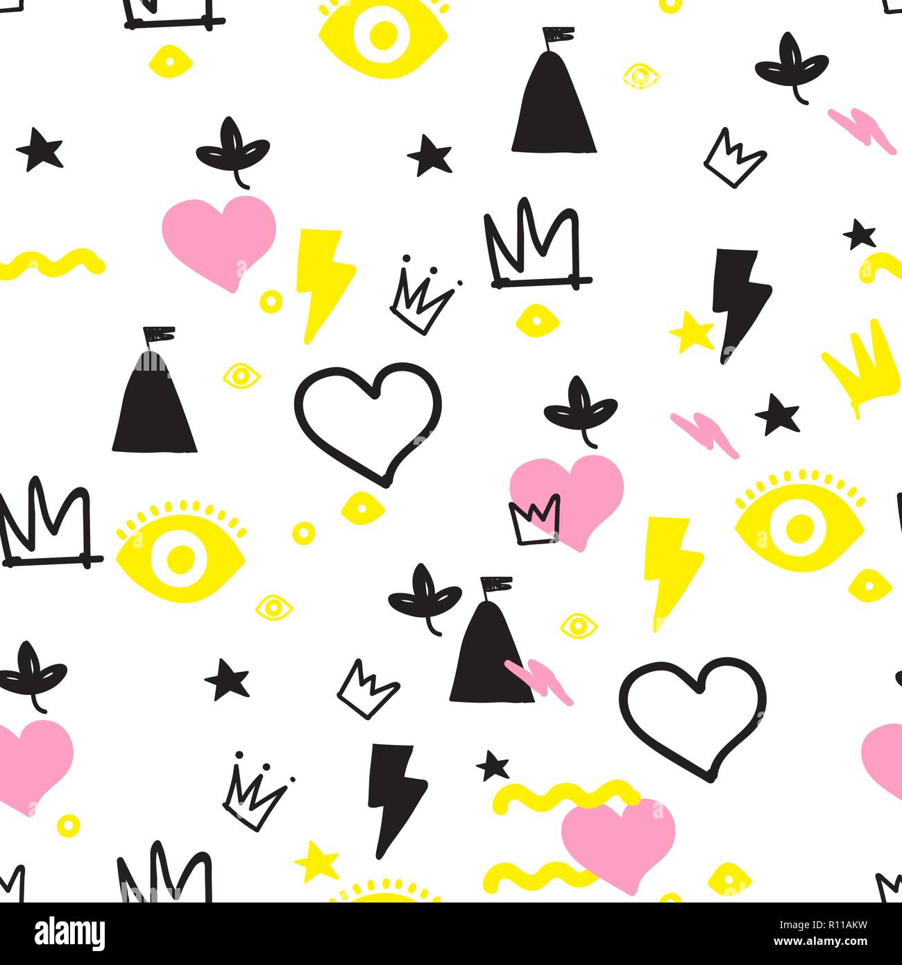 Universal trend hand drawing seamless pattern Stock Vector Image & Art ...