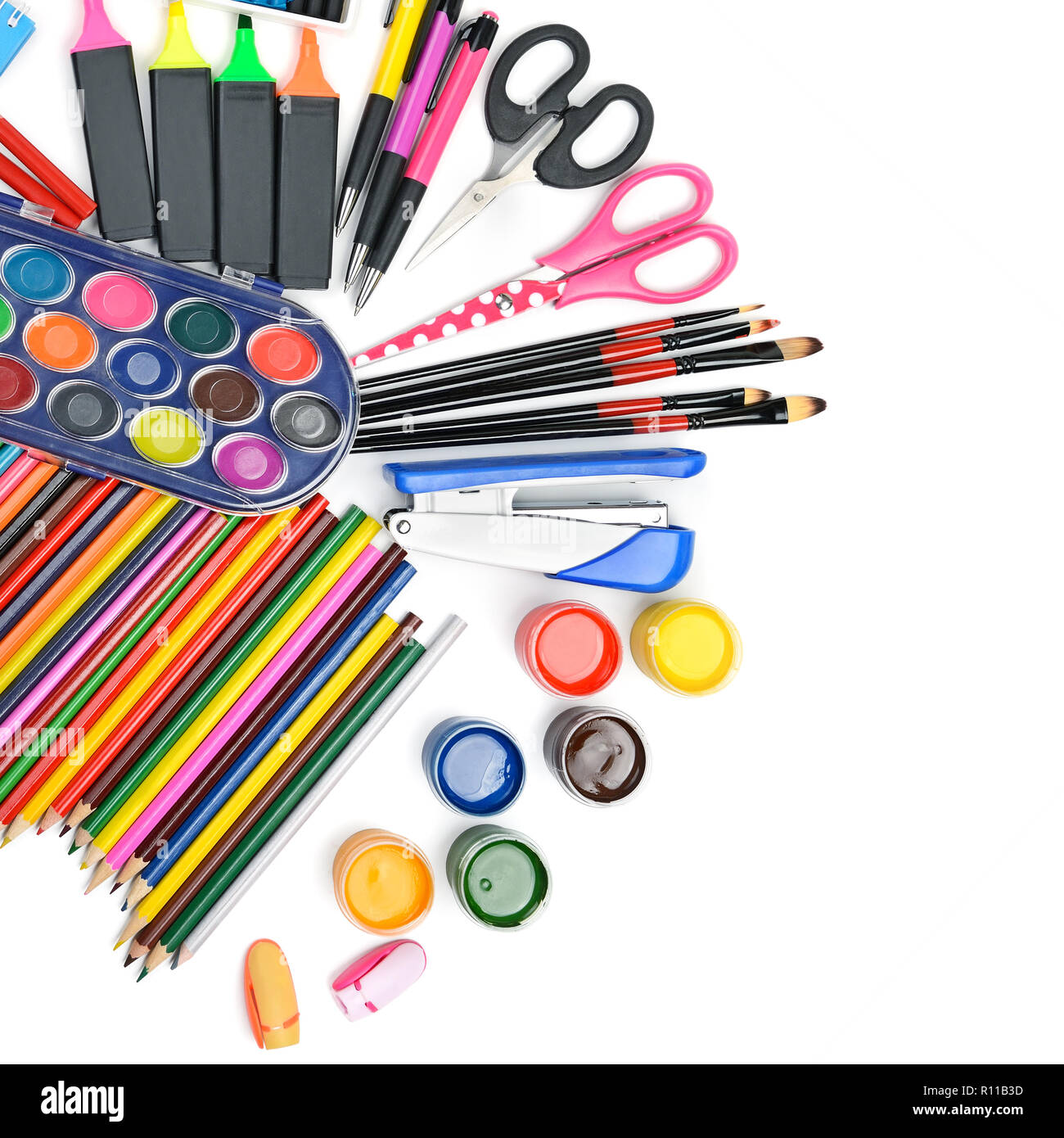 Collection of school supplies, isolated on pure white background. Free ...