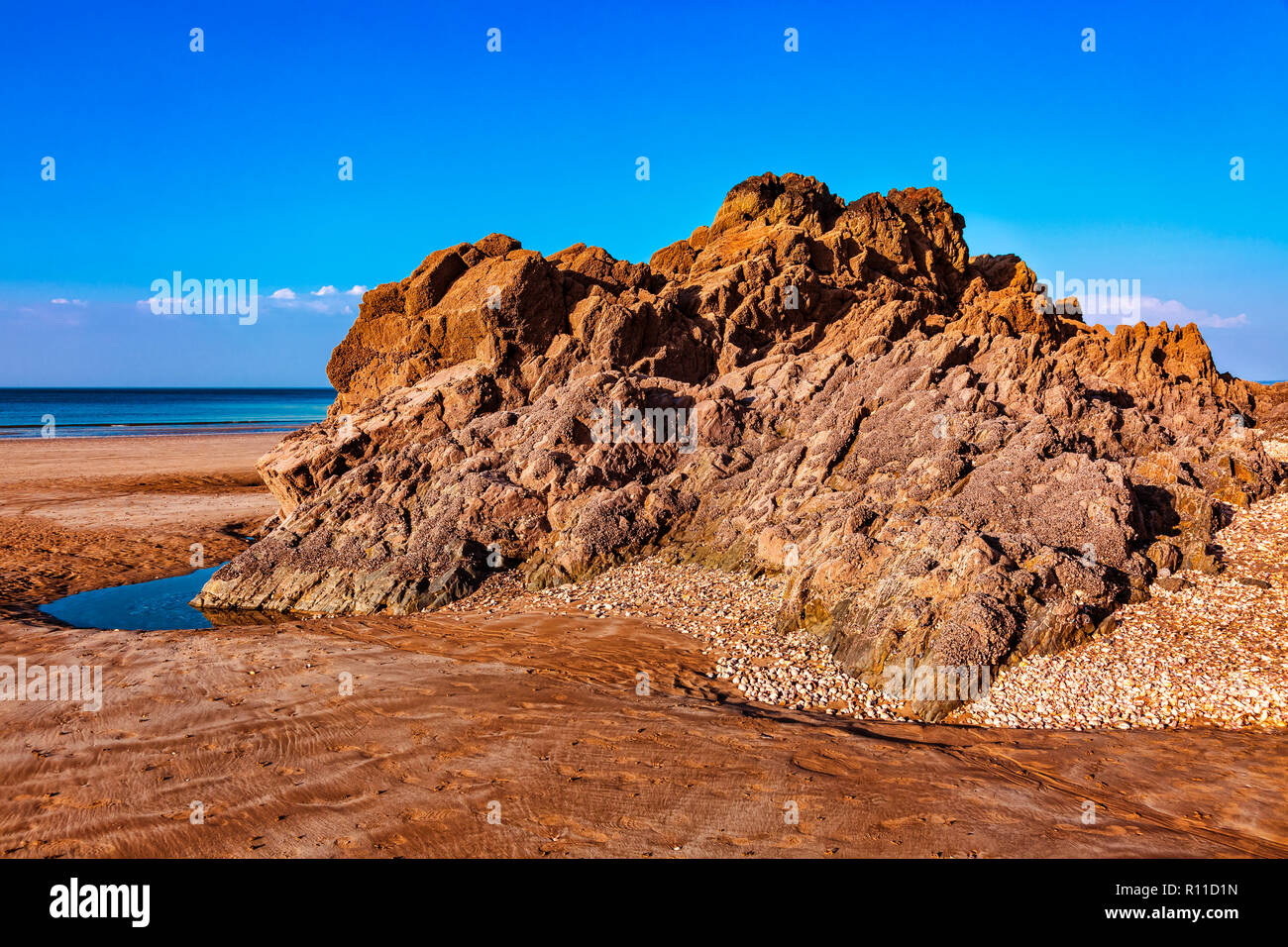 Wild rocky beach in Brittany on Armor Coastline Stock Photo - Alamy