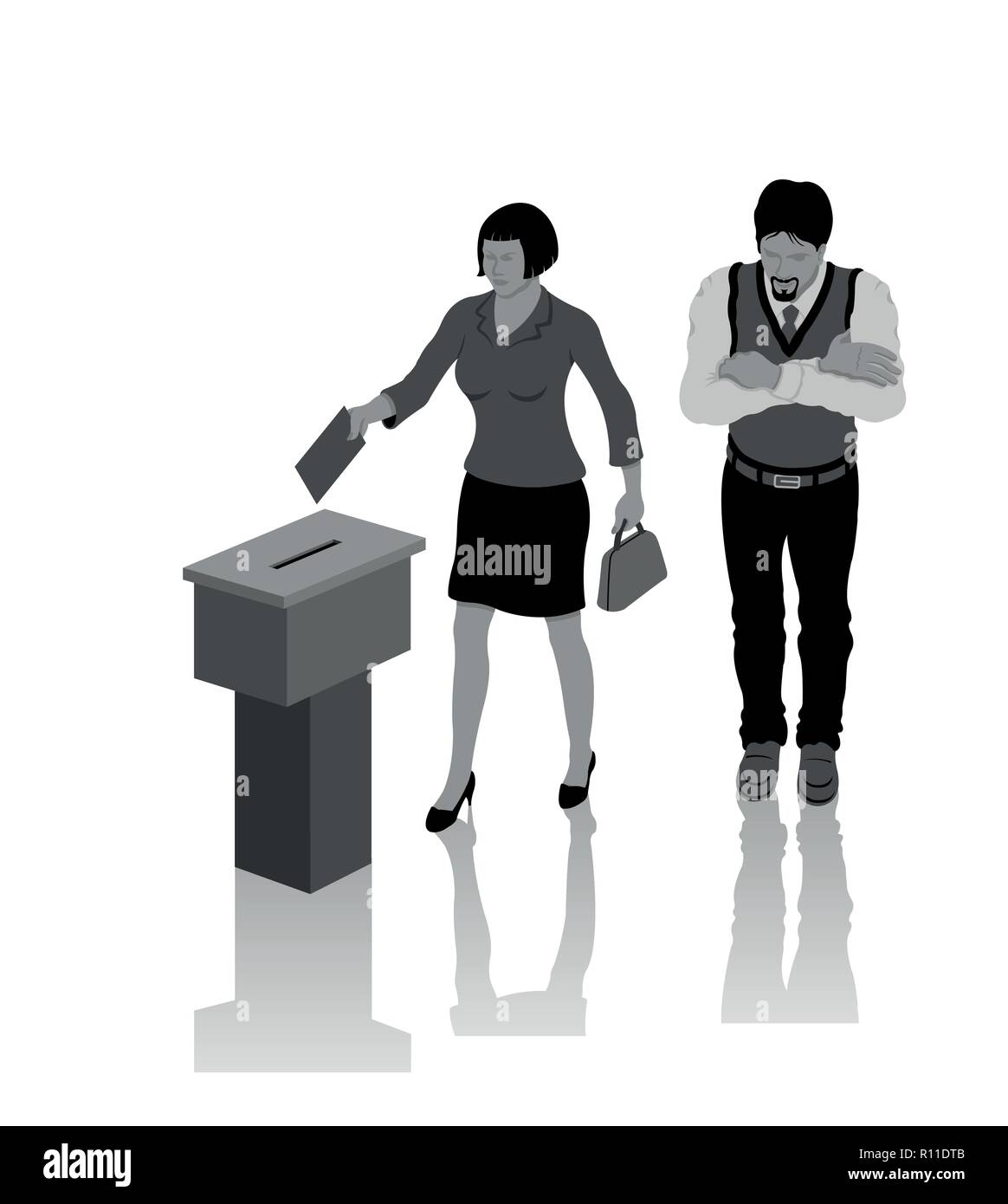 Secular voters are voting for election with ballot box. All the objects ...