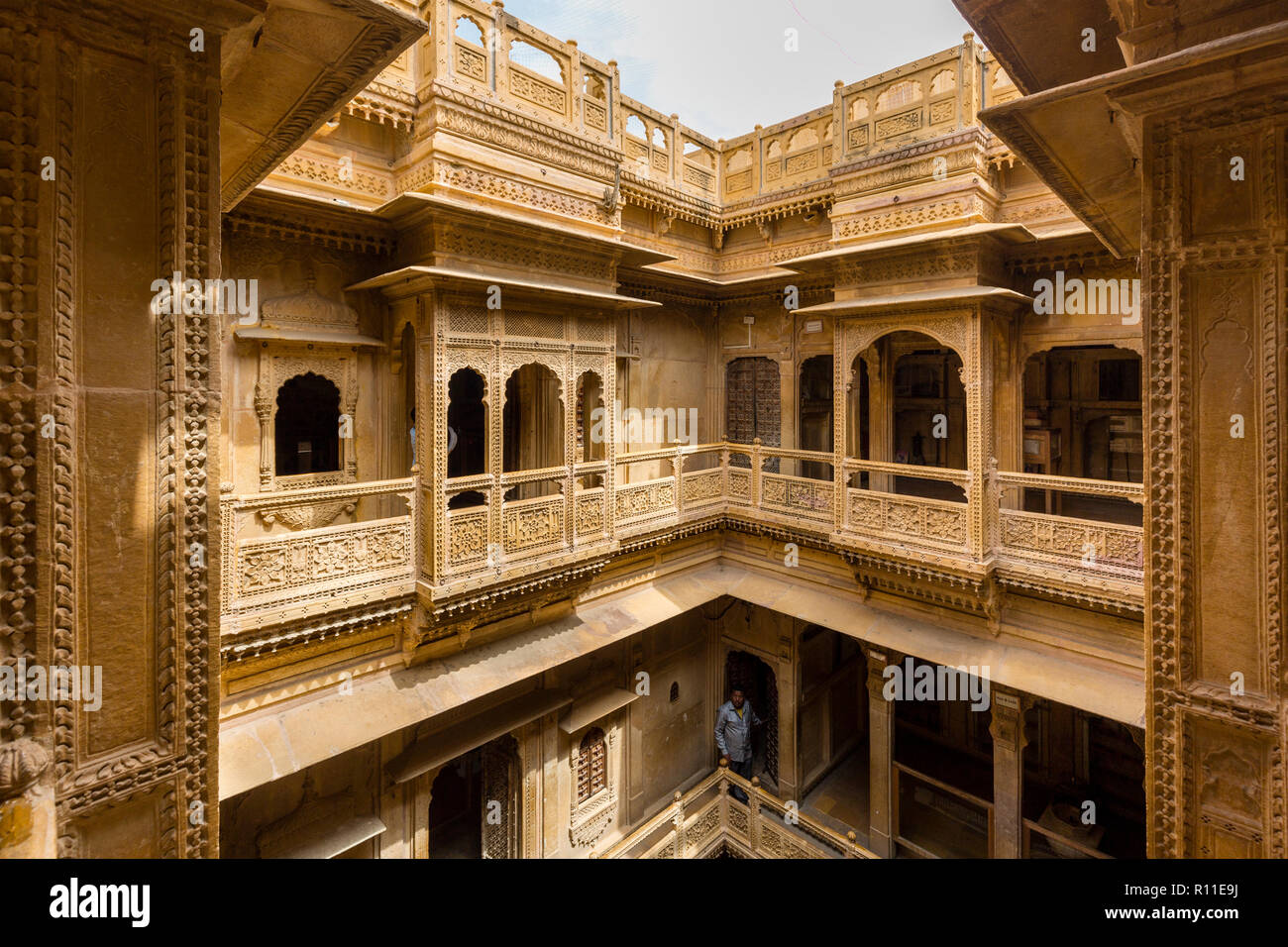 Intricate stonework at the Patwon-ki-Haveli in the desert town of ...