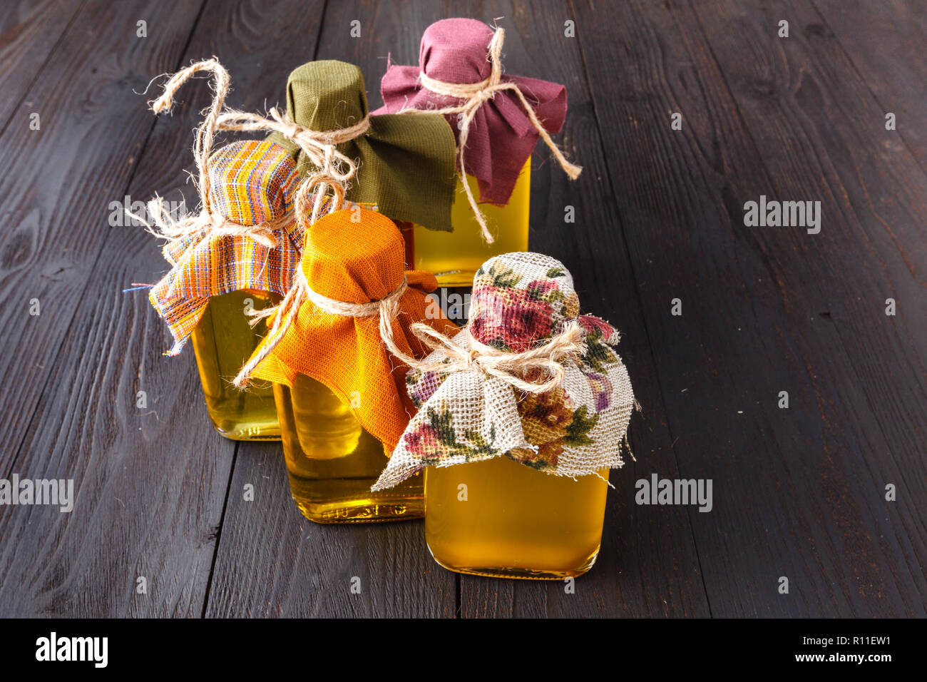 Bottles with different kinds of vegetable oil Stock Photo - Alamy