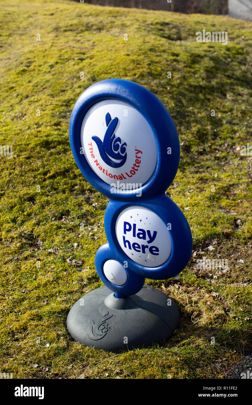 a national lottery sign outside a shop Stock Photo - Alamy