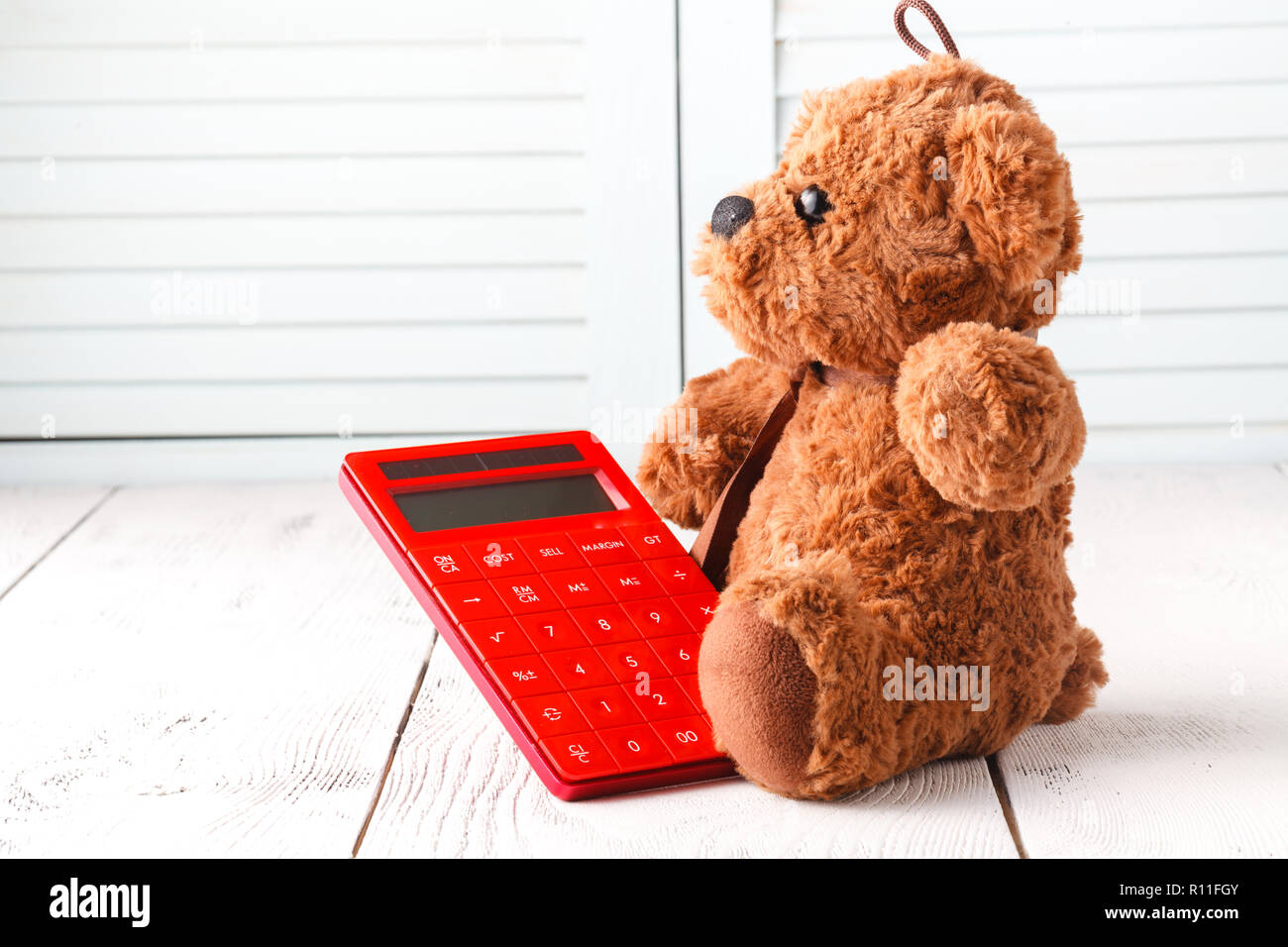 Study math with teddy bear Stock Photo - Alamy