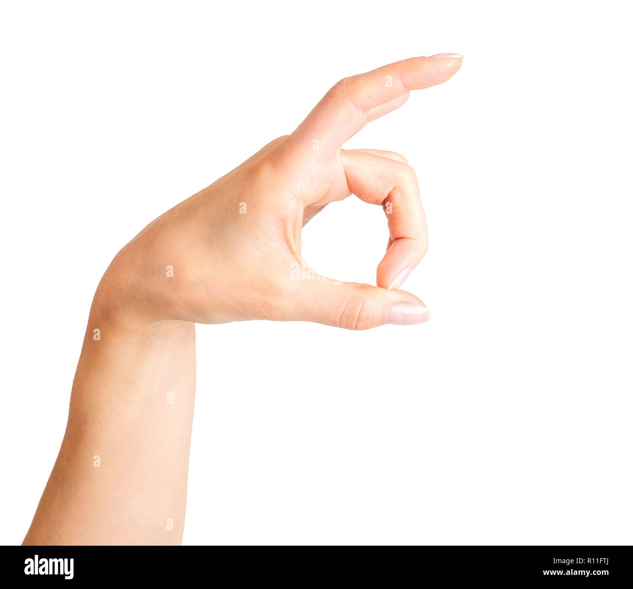 Female hand showing horns of animal or giving the devil horns gesture ...
