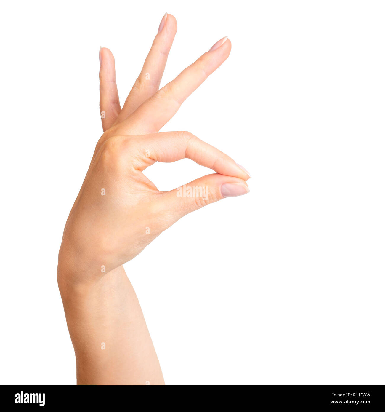 Woman hand forming glasses or holding something with two fingers Stock ...