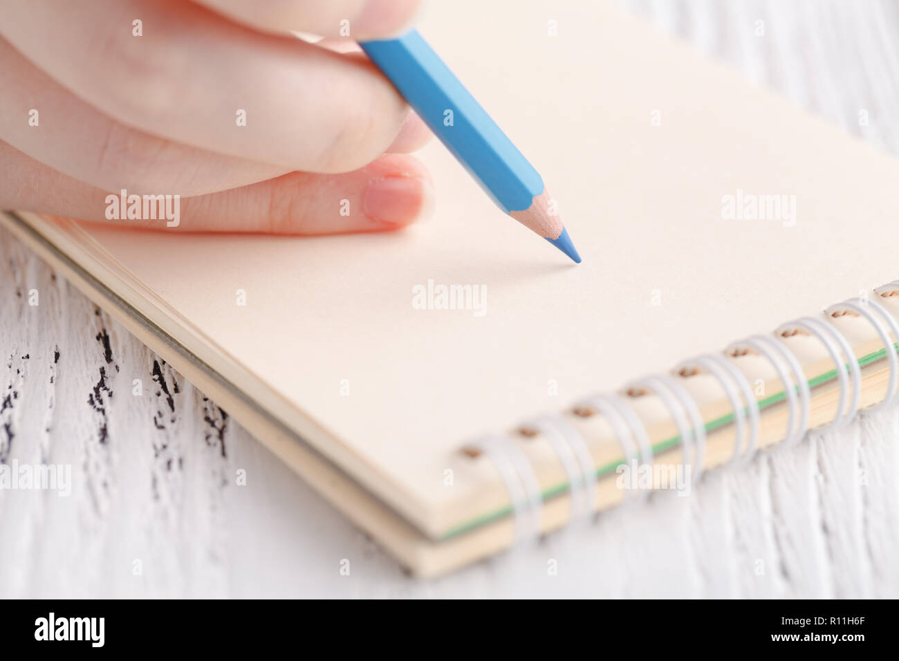 Female painting in notebook Stock Photo - Alamy