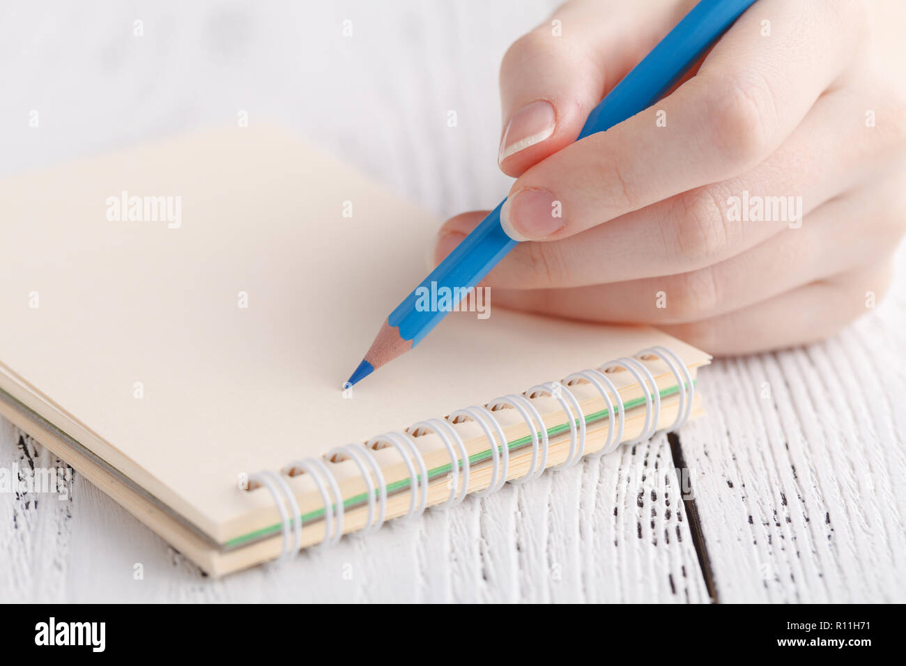 Female painting in notebook Stock Photo - Alamy