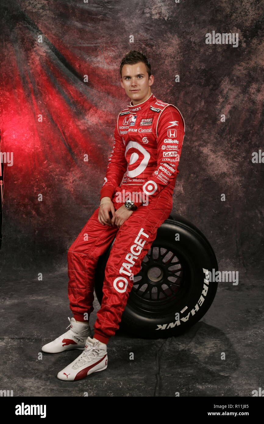 IRL driver Dan Weldon poses during IRL media day at Homestead Miami ...