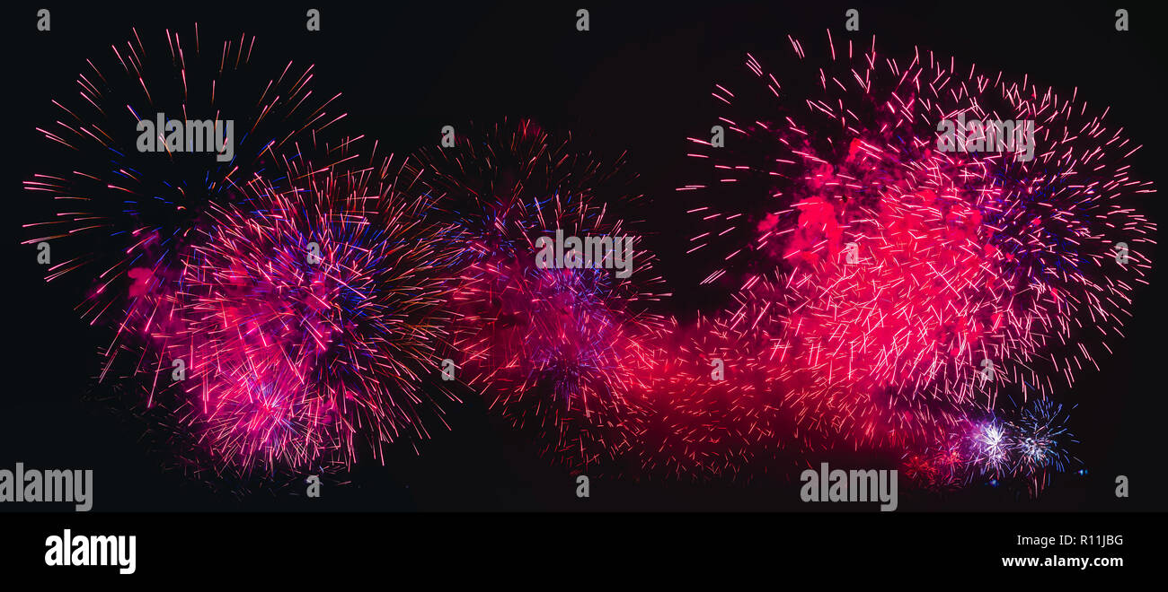 Colorful fireworks explosion on the black background Stock Photo - Alamy