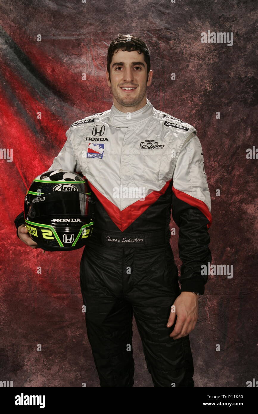 IRL driver Tomas Scheckter poses during IRL media day at Homestead ...