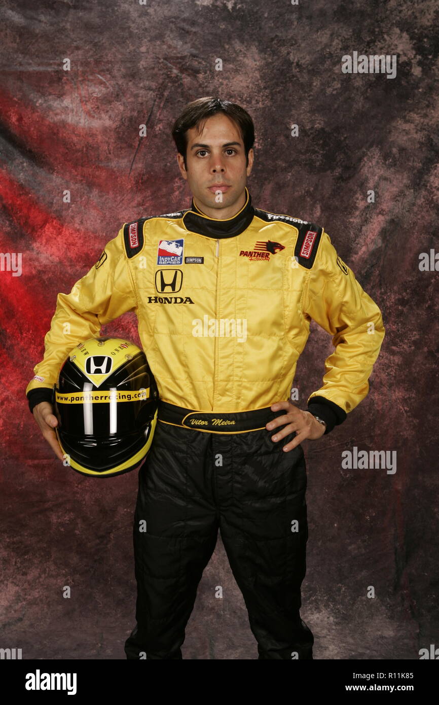 IRL driver Vitor Meira poses during IRL media day at Homestead Miami ...