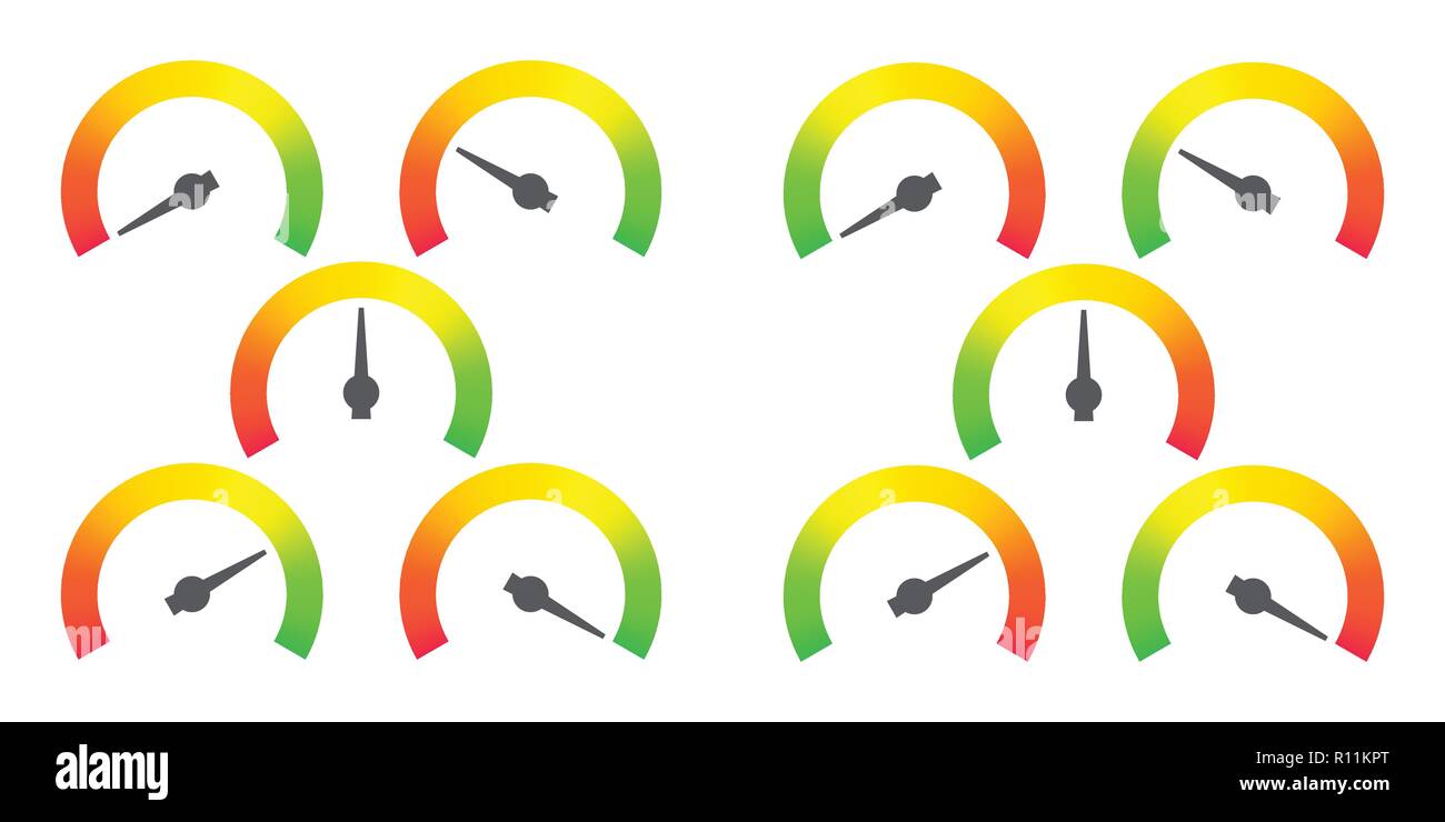 Meter signs infographic gauge element from red to green and green to ...