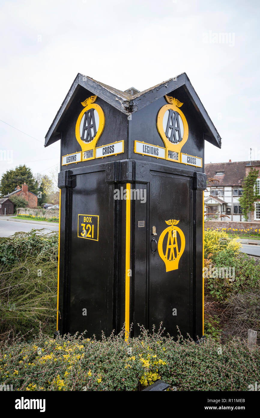 An old AA telephone box (now defunct and housing a display of motoring ...