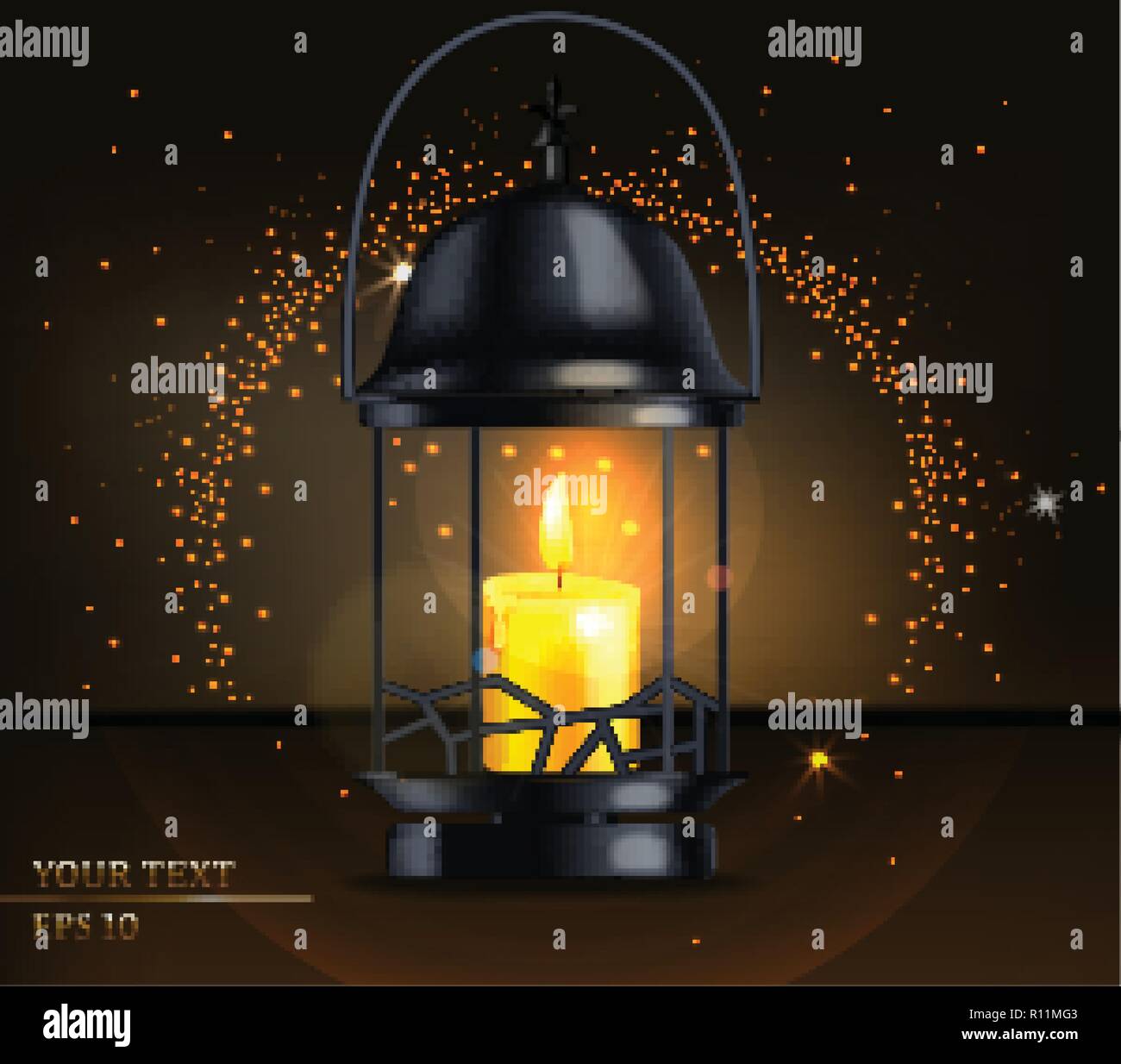 Candle light card Vector realistic. Holiday illustration dark ...