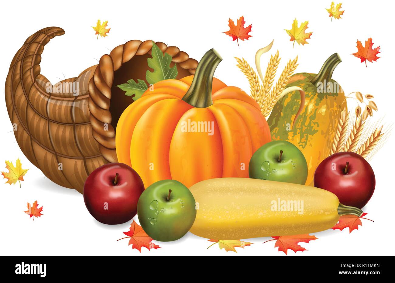 Pumpkins and apples Autumn fall harvest 3d detailed symbols ...