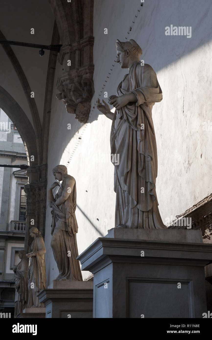 Statues in the Loggia dei Lanzi in the Piazza della Signoria in ...