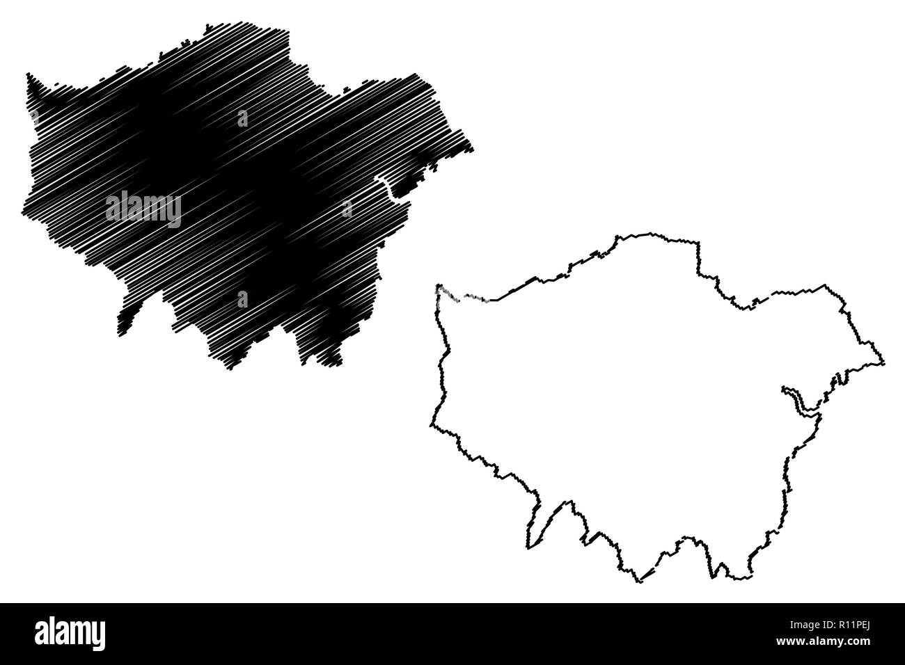 Greater London (United Kingdom, England) map vector illustration ...